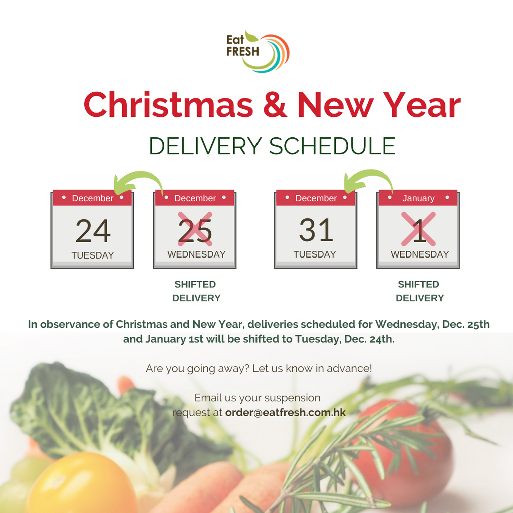 Christmas & New Year - Delivery Schedule – Eat FRESH HK